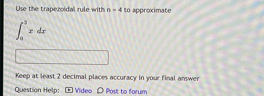 Solved Use the trapezoidal rule with n=4 ﻿to | Chegg.com