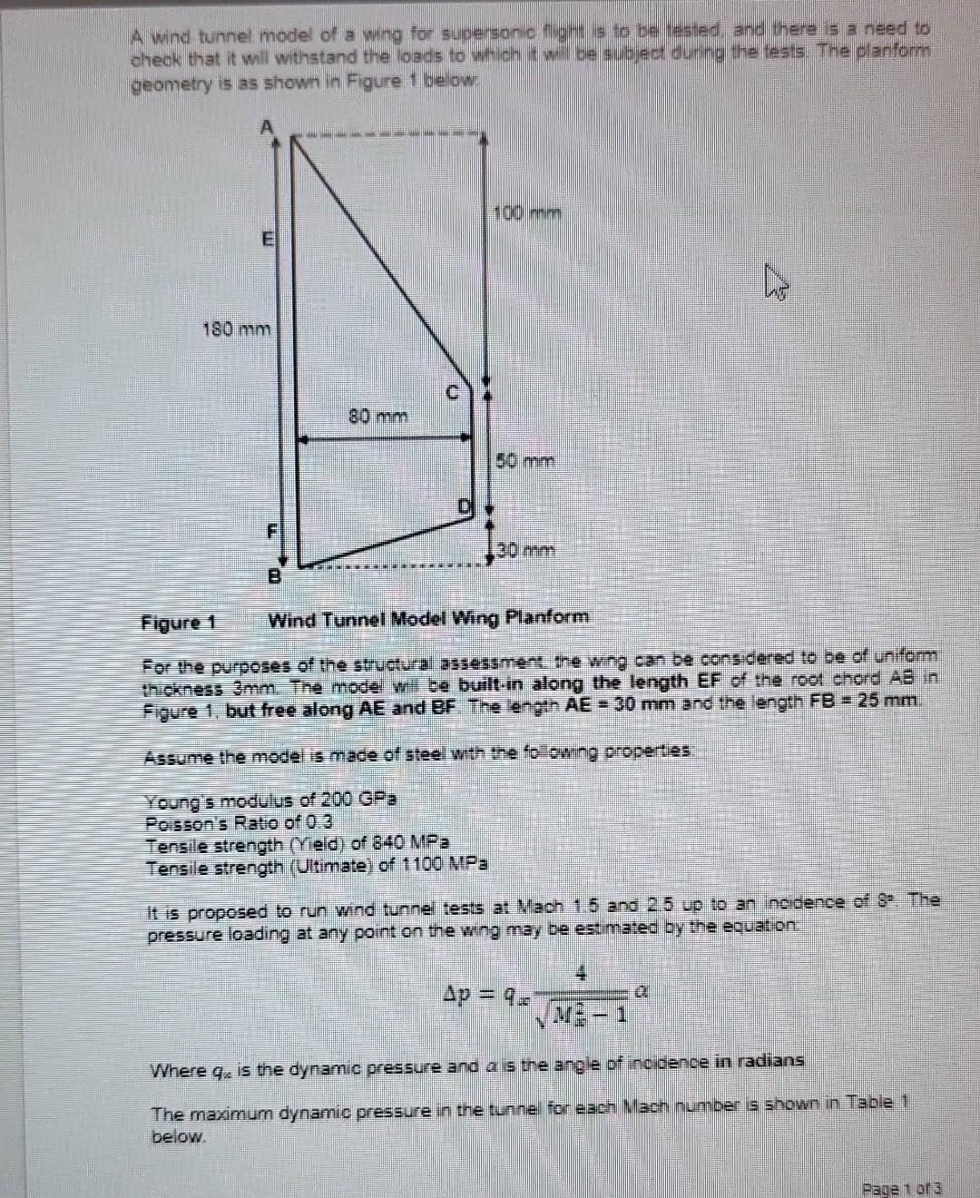 The maximum dynamic pressure at Mach 1.5 is 260000 Pa | Chegg.com