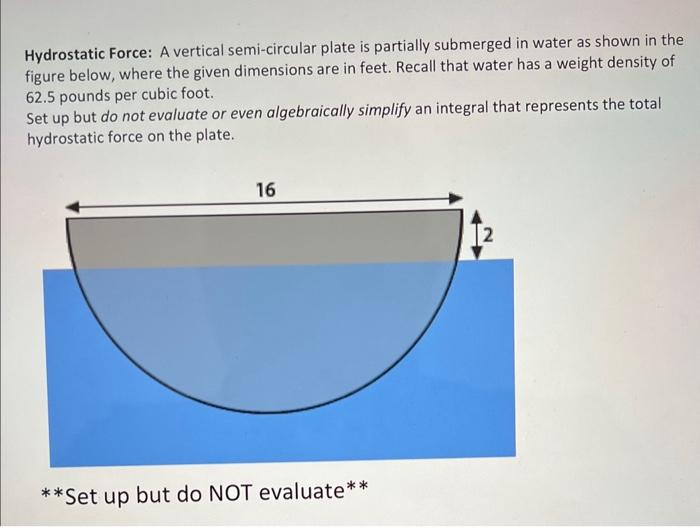 Solved Hydrostatic Force: A vertical semi-circular plate is | Chegg.com