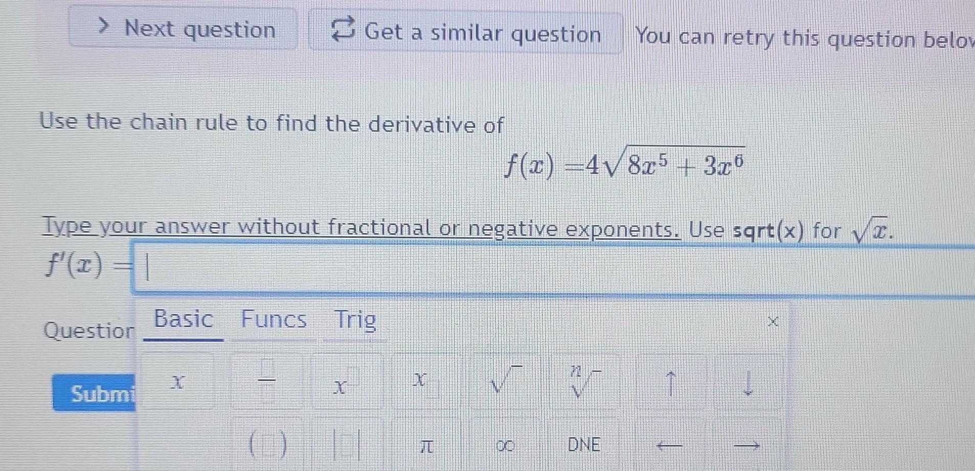 Solved You can retry this question belov Use the chain rule | Chegg.com