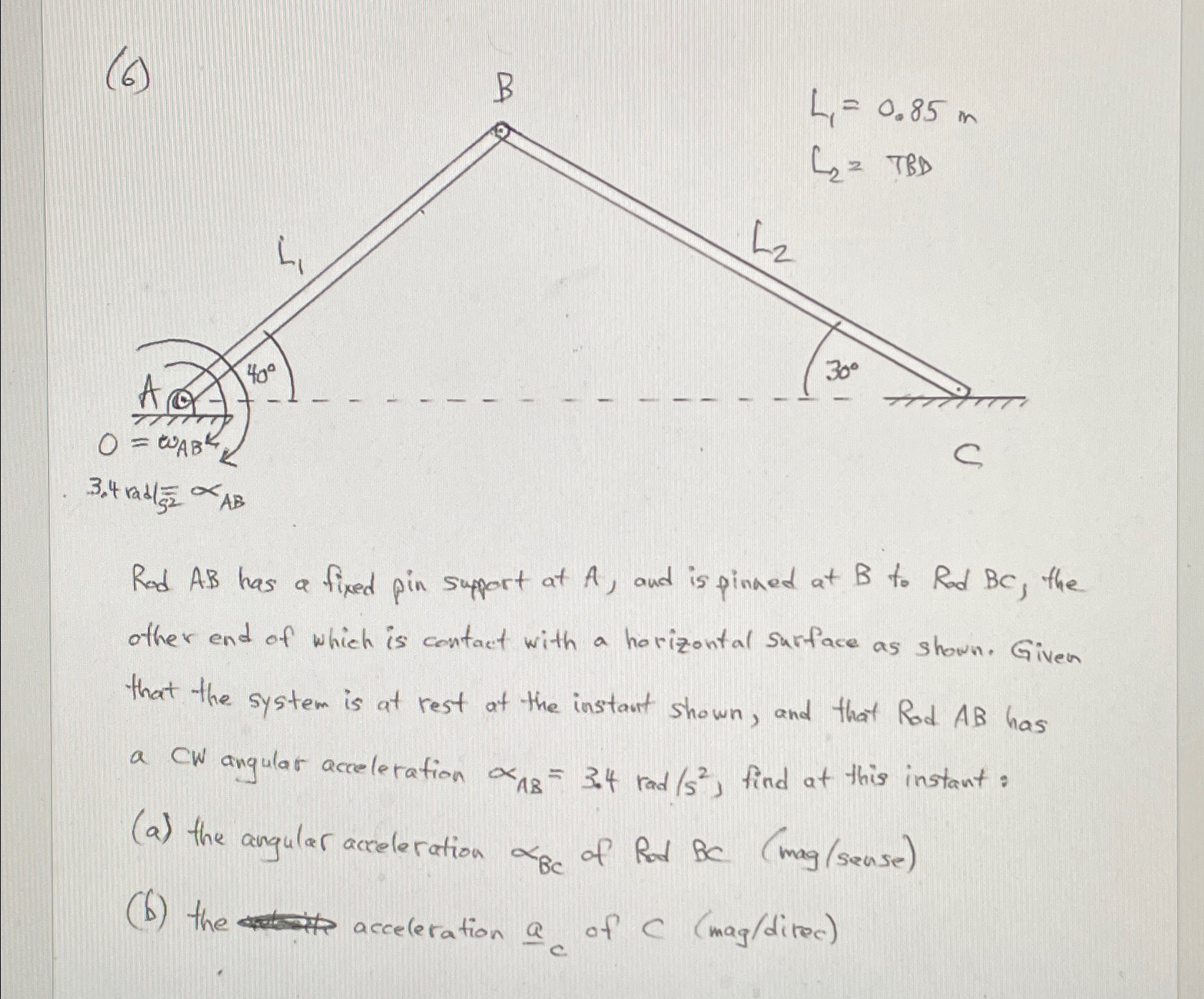 Solved Red AB ﻿has a fixed pin support at A, ﻿and is pinned | Chegg.com