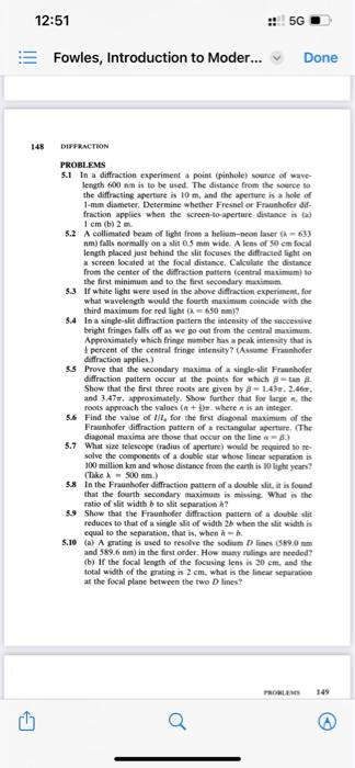 Solved PROBLEMS 5.1 In a diffraction esperiment a point | Chegg.com