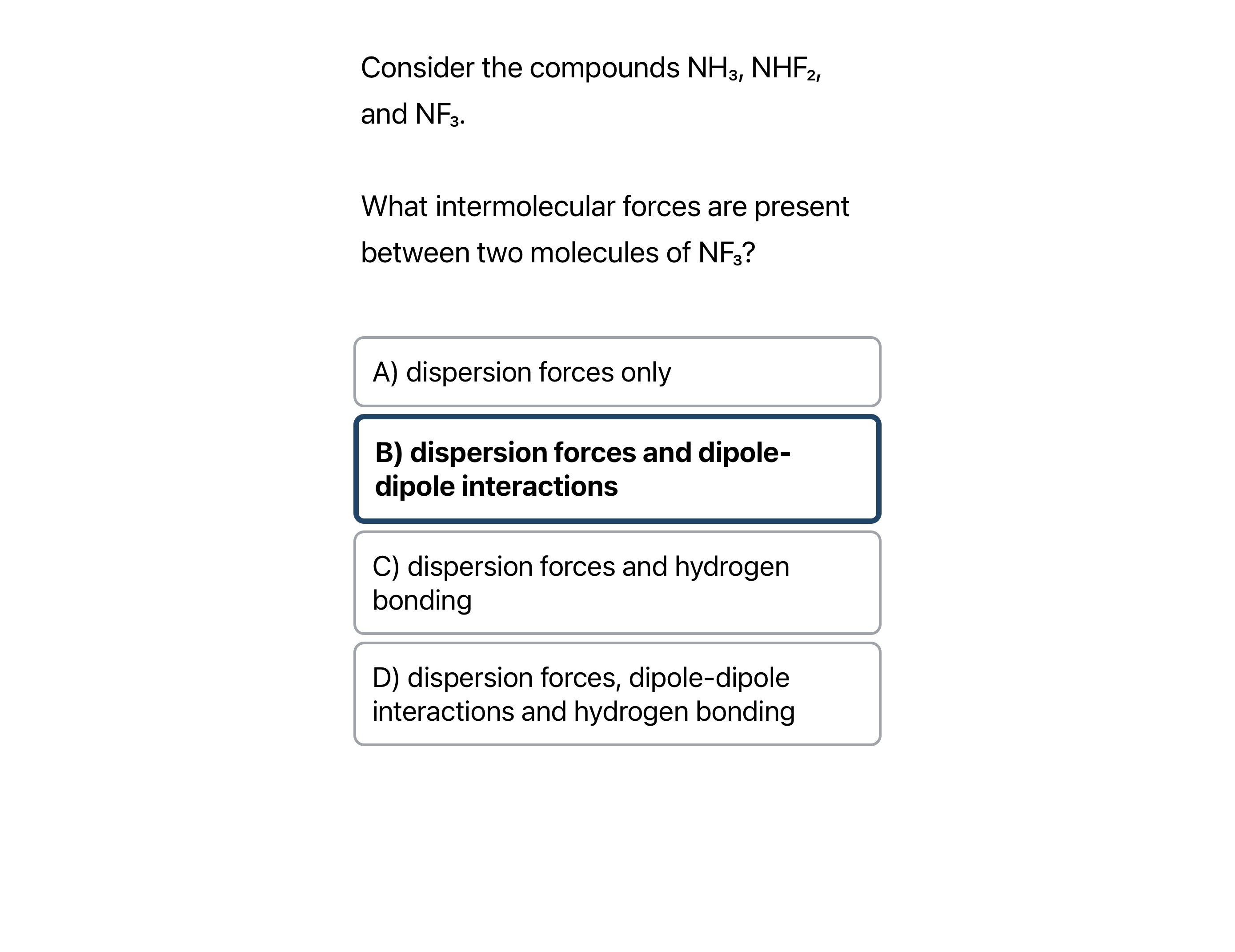Solved Consider the compounds NH_(3),NHF_(2) and | Chegg.com