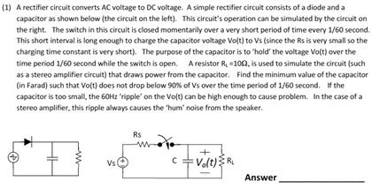 Solved A rectifier circuit converts AC voltage to DC | Chegg.com