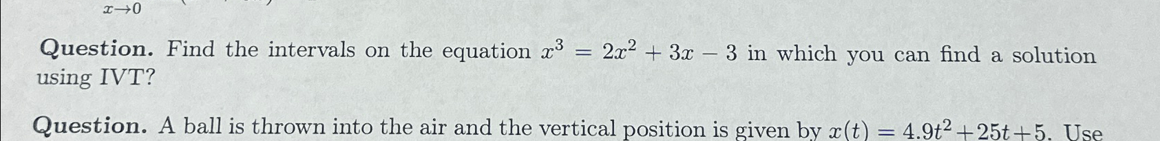 Solved Question. Find the intervals on the equation | Chegg.com