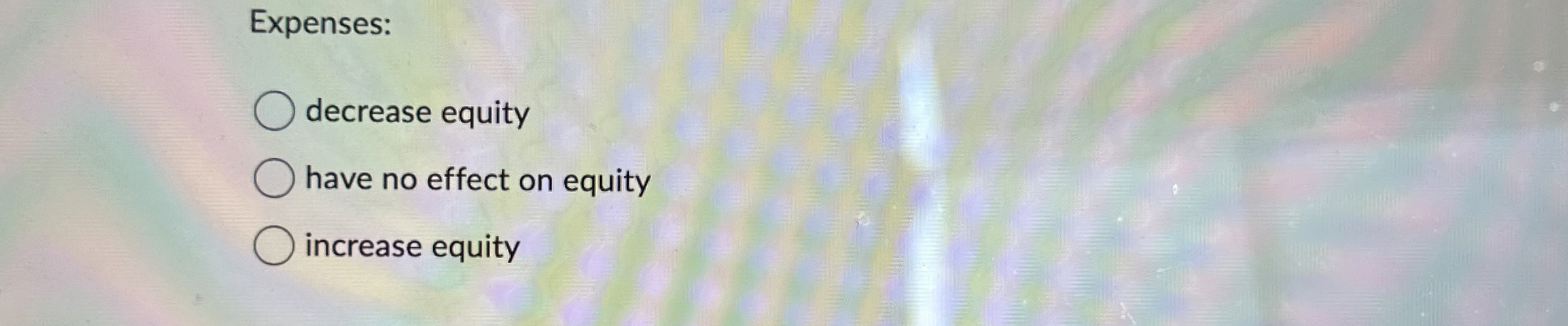 Solved Expenses:decrease equityhave no effect on | Chegg.com