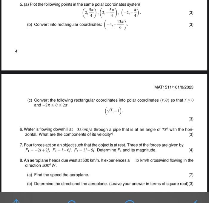 Solved 5. (a) Plot the following points in the same polar | Chegg.com