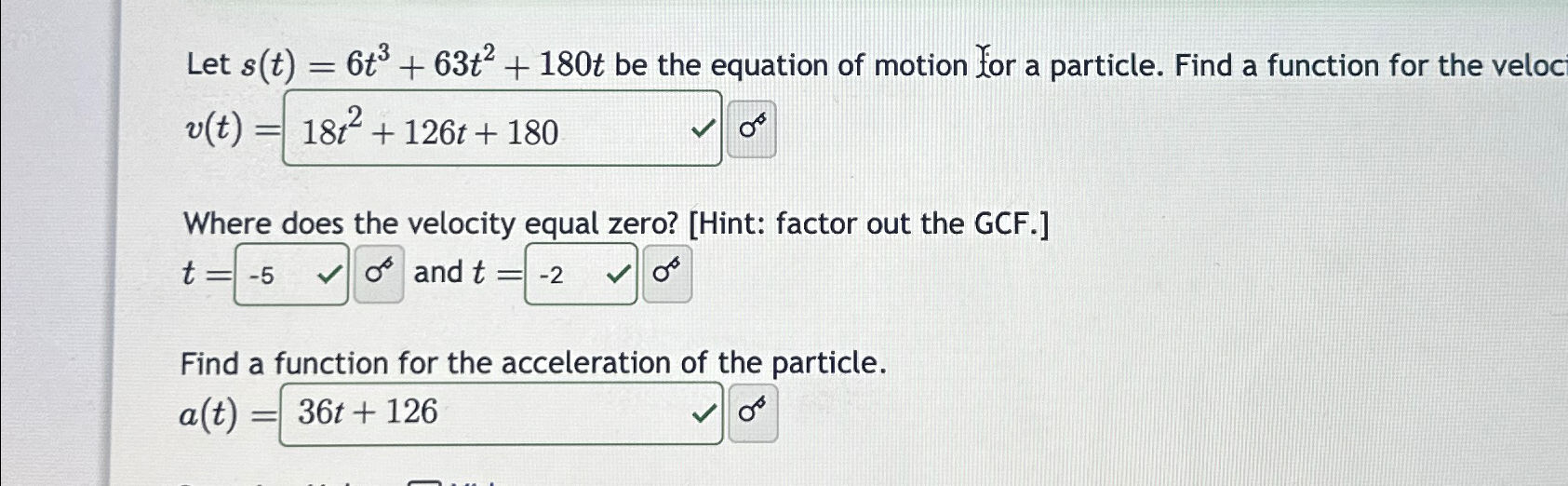 Solved Let S T 6t3 63t2 180t ﻿be The Equation Of Motion For