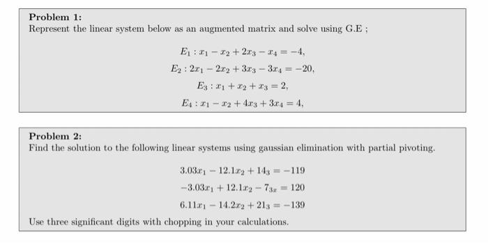 Solved Problem 1: Represent the linear system below as an | Chegg.com