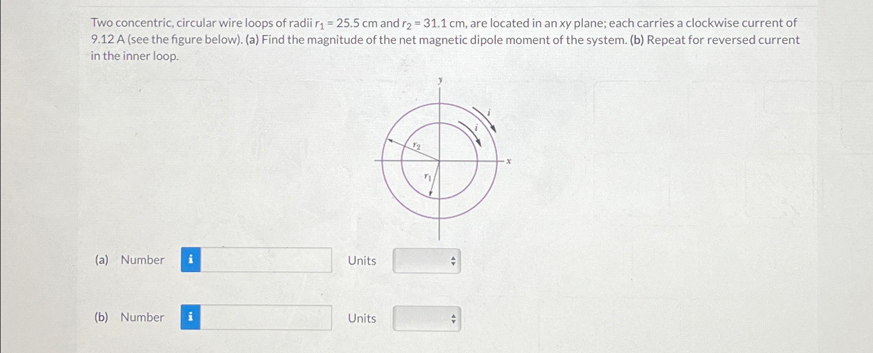 Solved Two concentric, circular wire loops of radii | Chegg.com