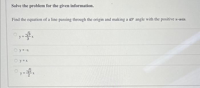Solved Solve the problem for the given information. Find the | Chegg.com