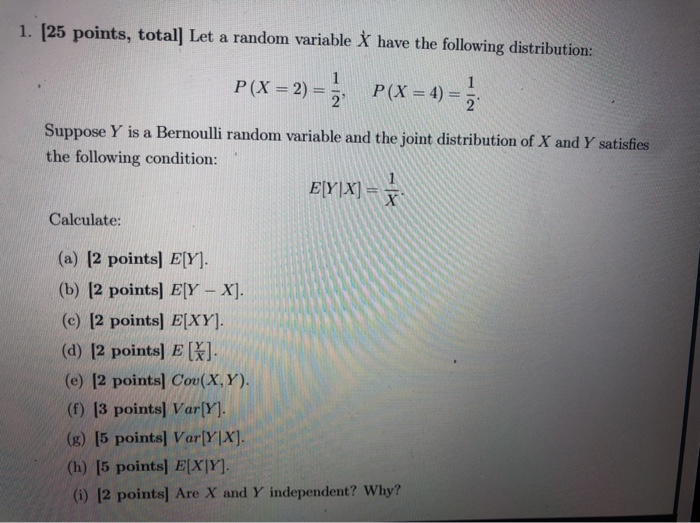 Solved 1. (25 points, total] Let a random variable X have | Chegg.com