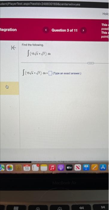 Solved Find the following ∫(15x+7)dx ∫(15x+7)dx= (Type an | Chegg.com