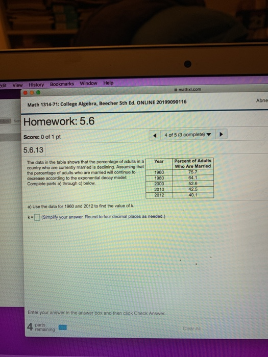 Solved dit View History Bookmarks Window Help mathxl.com | Chegg.com