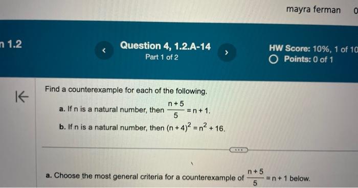 Solved Find a counterexample for each of the following. a. | Chegg.com