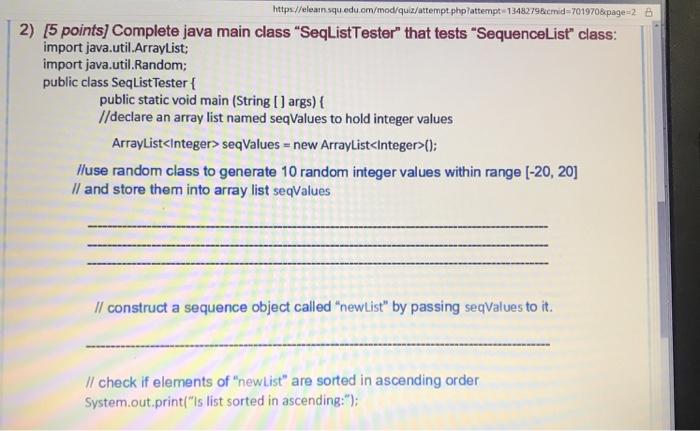 Solved Consider the following "SequenceList" class: import | Chegg.com