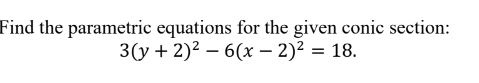 Solved Find the parametric equations for the given conic | Chegg.com