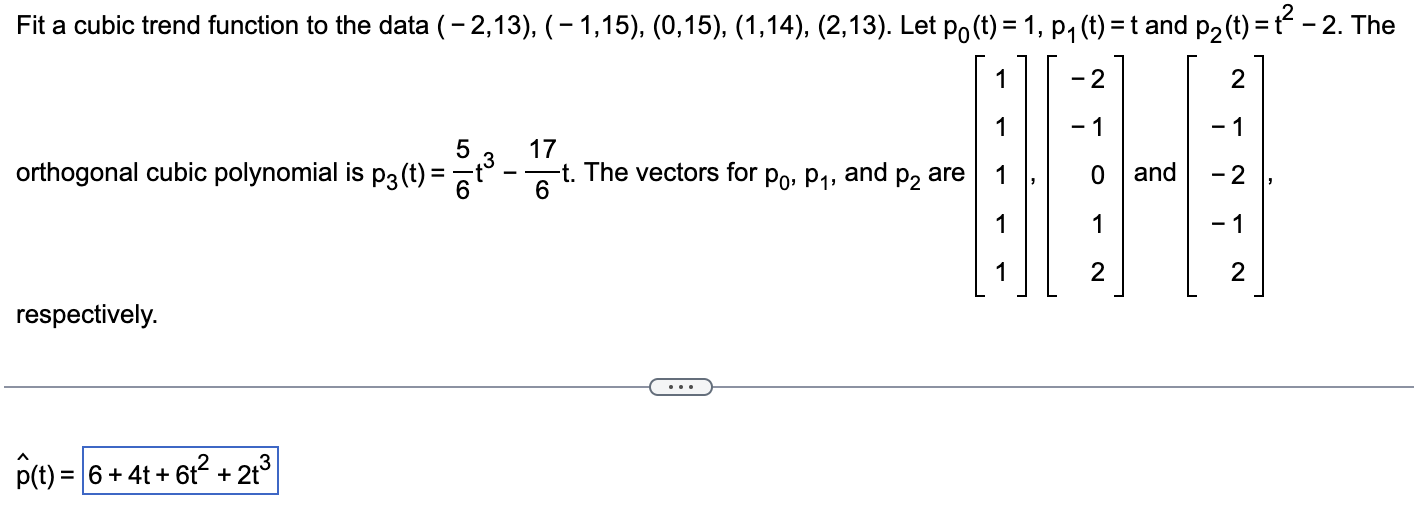 Solved Fit a cubic trend function to the data | Chegg.com