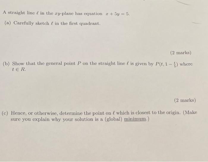 Solved A straight line ℓ in the xy-plane has equation | Chegg.com
