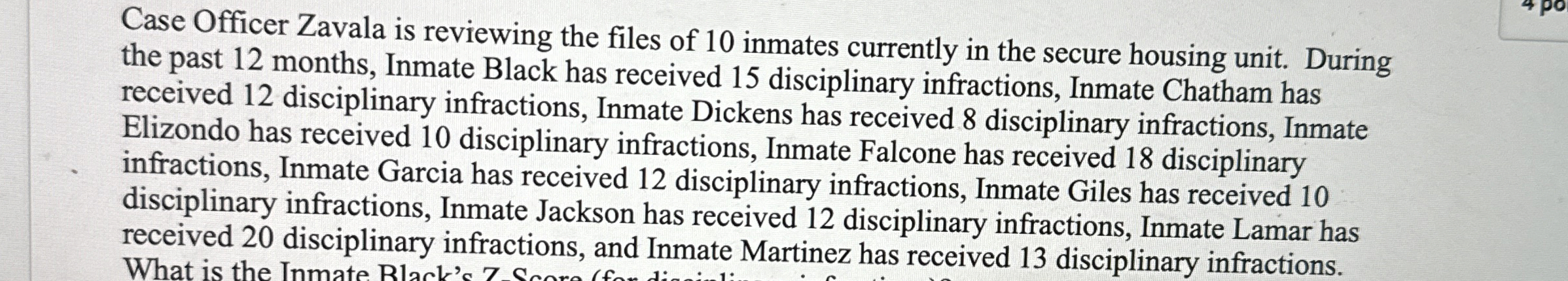 Solved Case Officer Zavala is reviewing the files of 10 | Chegg.com