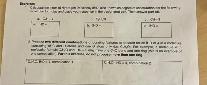 Solved Exercises 1. Calculate the Index of Hydrogen | Chegg.com