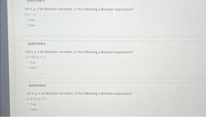 Solved Let x,y,z be Boolean variables, Is the following a | Chegg.com