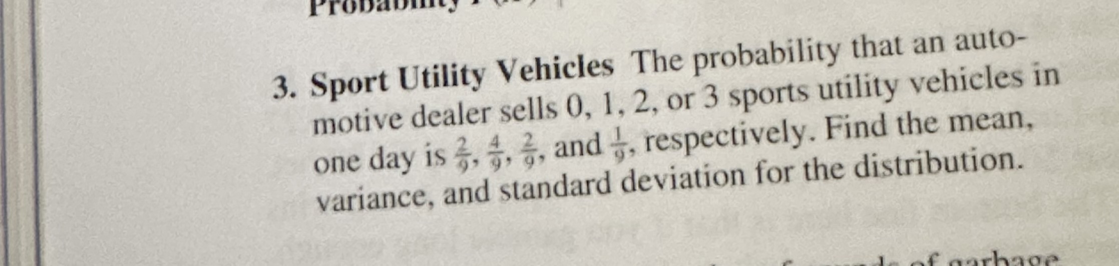 Solved Sport Utility Vehicles The probability that an | Chegg.com