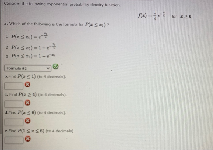 Solved Consider the following exponential probability | Chegg.com