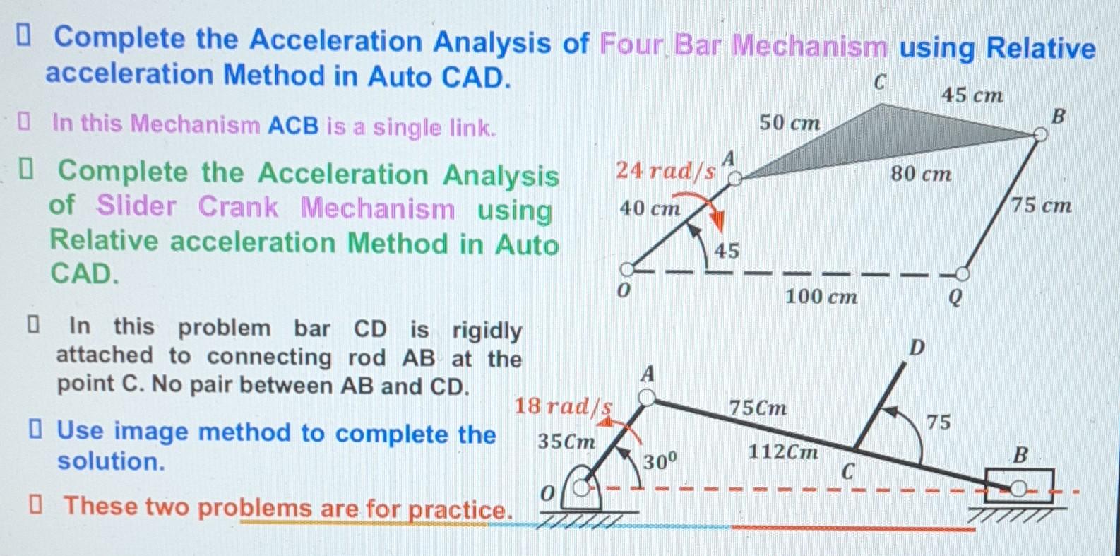 B Complete the Acceleration Analysis of Four Bar | Chegg.com