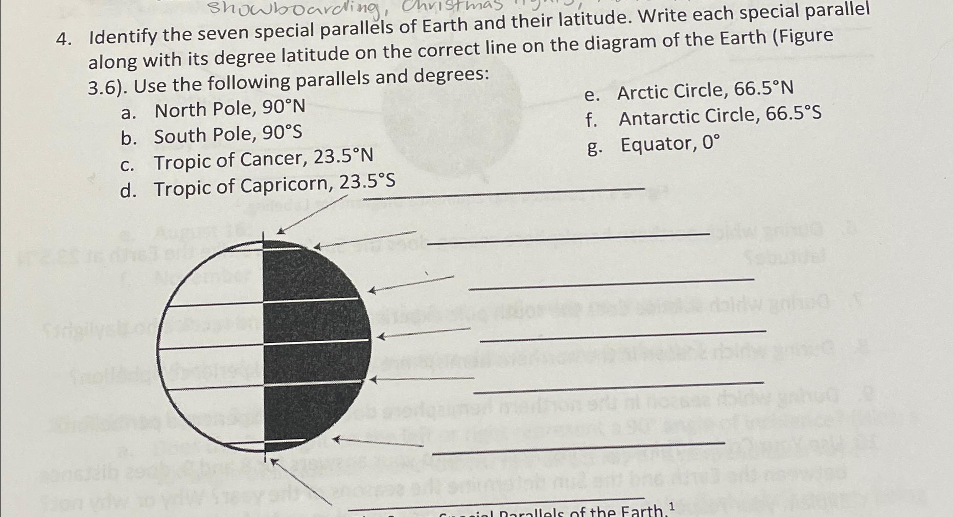 Solved Identify the seven special parallels of Earth and | Chegg.com