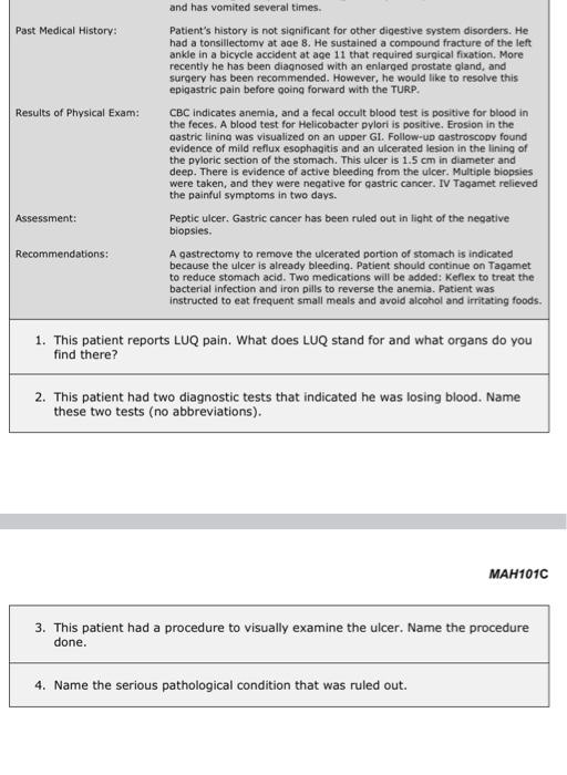 Solved MAH1010 Handout for Assignment 6.1: Gastroenterology | Chegg.com