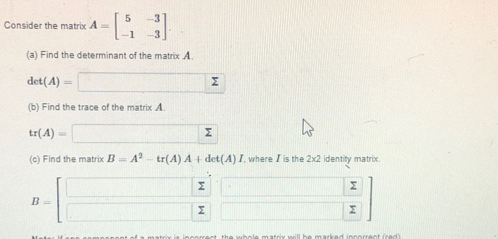 Solved Consider the matrix A=[5-3-1-3](a) ﻿Find the | Chegg.com