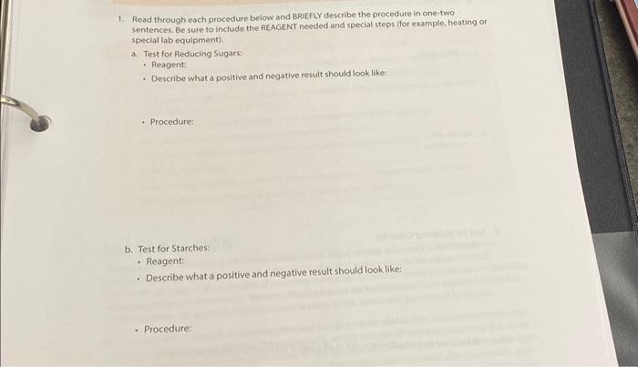 Solved 1. Read through each procedure below and BRIEFLY | Chegg.com