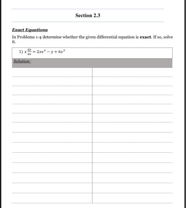 Solved Exact Equations In Problems 1-4 determine whether the | Chegg.com