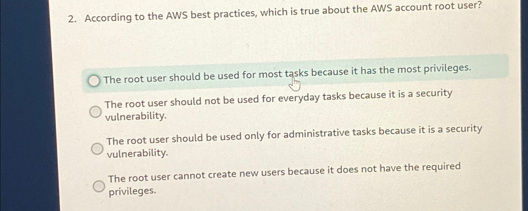 Solved According to the AWS best practices, which is true | Chegg.com