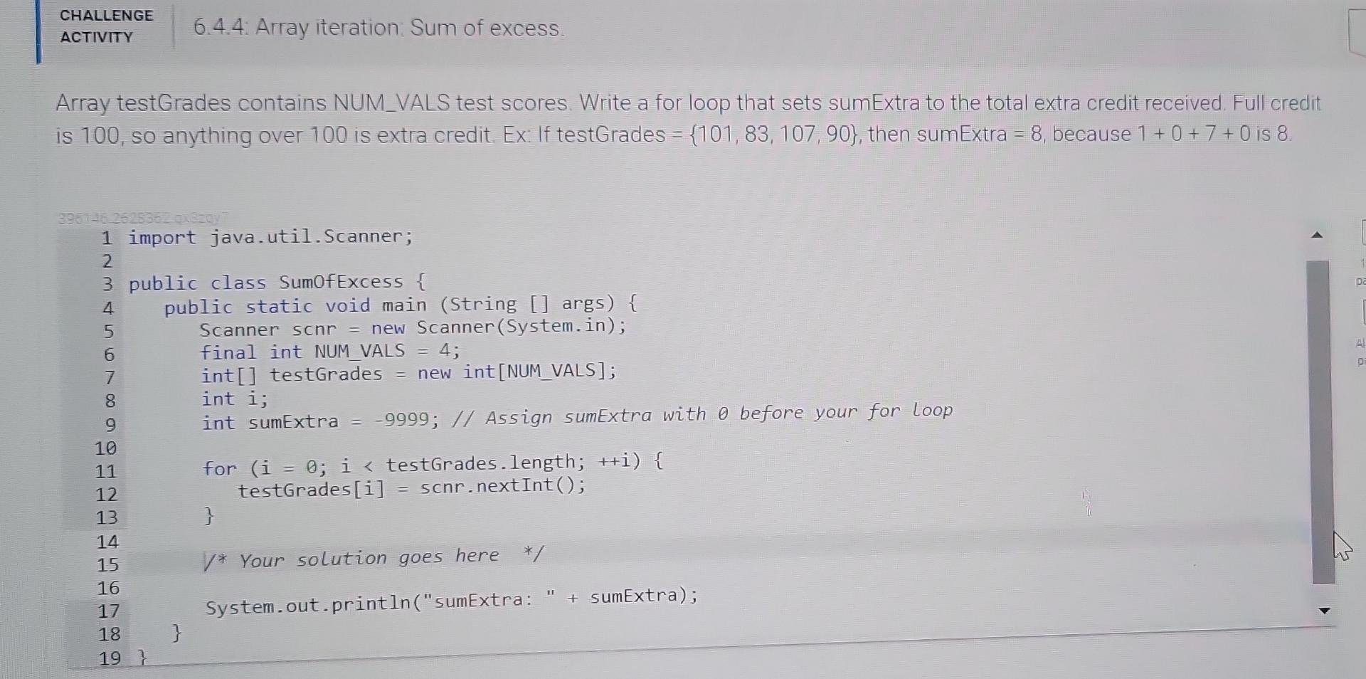 Solved Challenge 6 4 4 Array Iteration Sum Of Excess