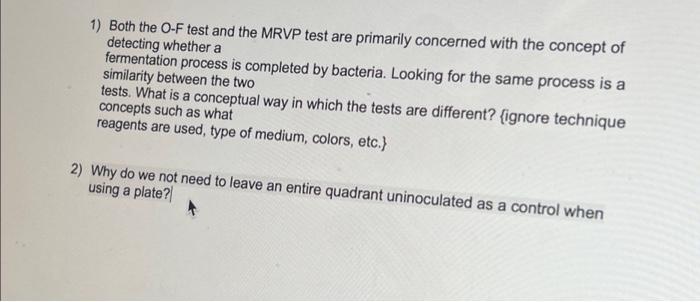 Solved 1) Both the O-F test and the MRVP test are primarily | Chegg.com