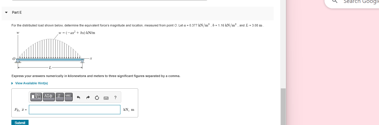Solved For the distributed load shown below, determine the | Chegg.com
