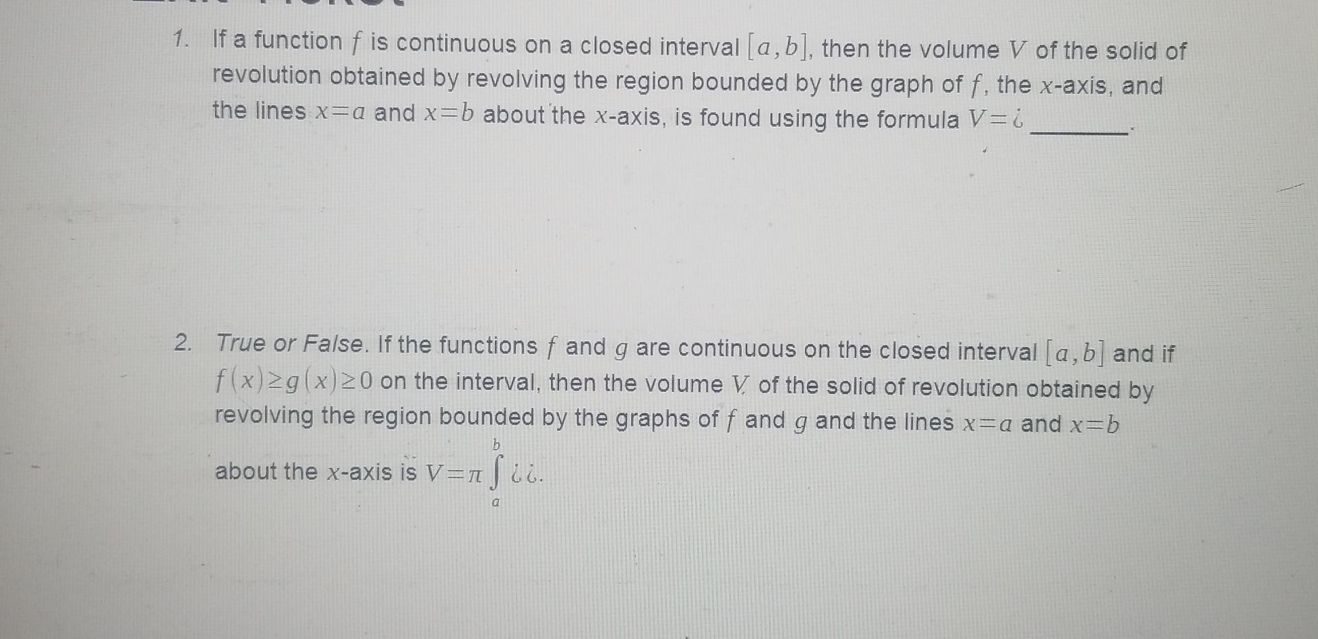 Solved 1. If a function f is continuous on a closed interval | Chegg.com