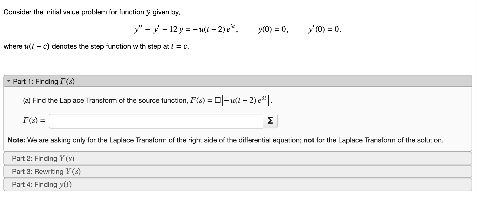 Solved Consider the initial value problem for function y | Chegg.com