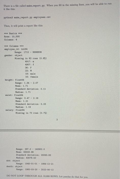 There is a file called nake report.py. When you fill | Chegg.com