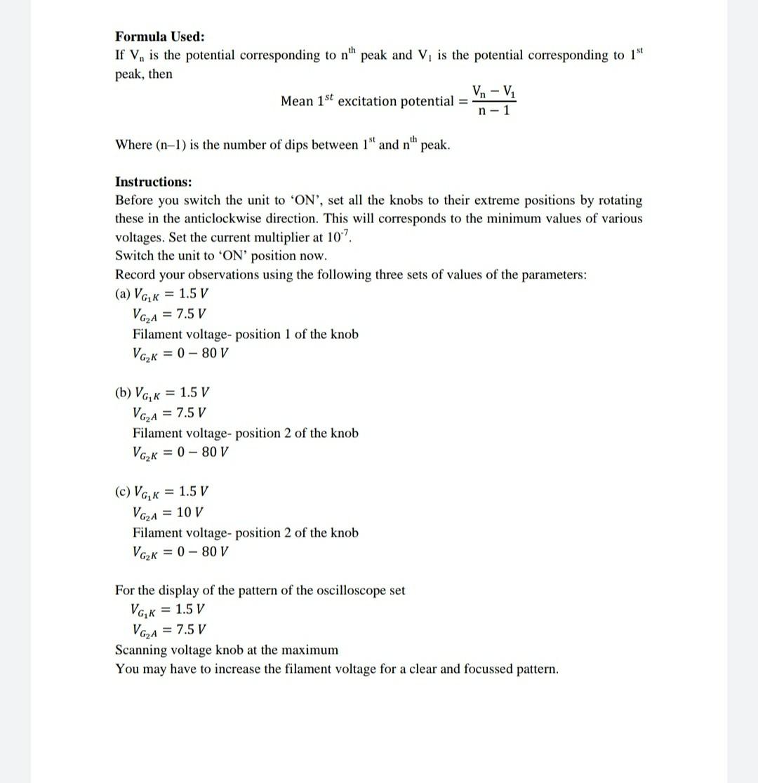 Solved Advanced Physics Frank Hertz experiment. With the | Chegg.com