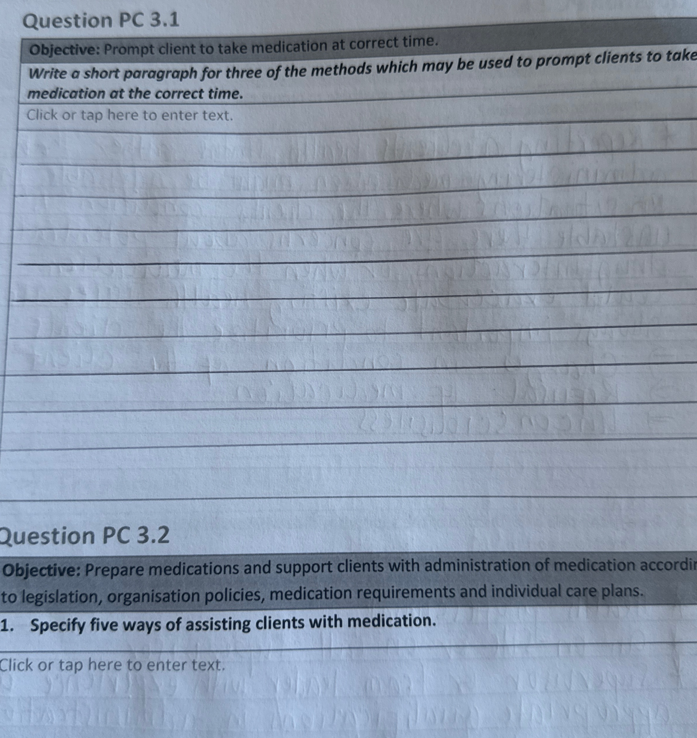 Solved Question PC 3.1Objective: Prompt client to take | Chegg.com
