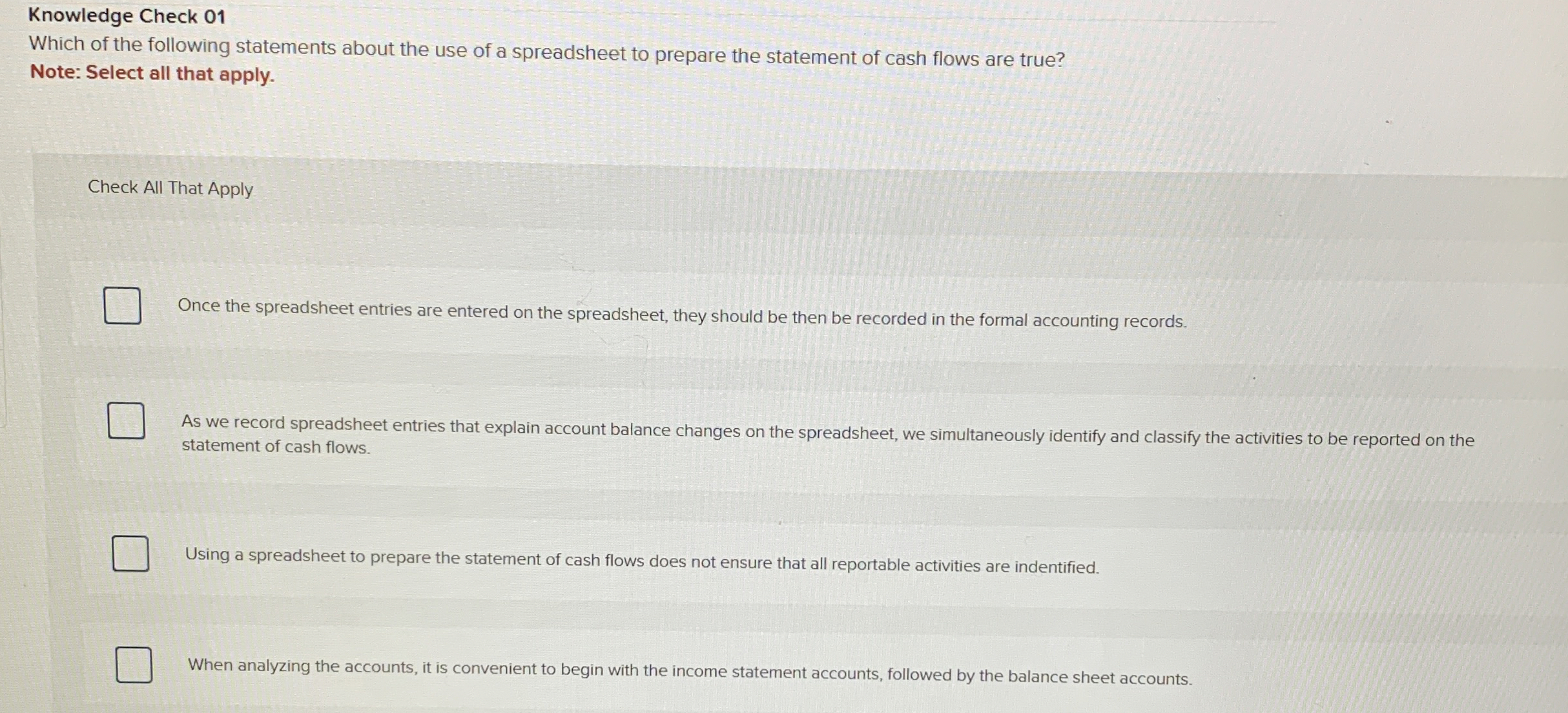 Solved Knowledge Check 01Which of the following statements | Chegg.com