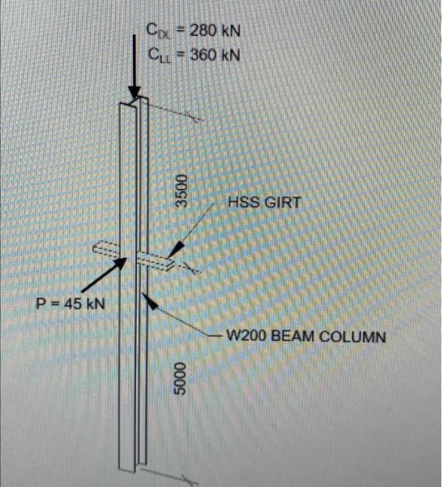 Solved Cpu = 280 KN CLL = 360 kN 3500 HSS GIRT P= 45 KN W200 | Chegg.com