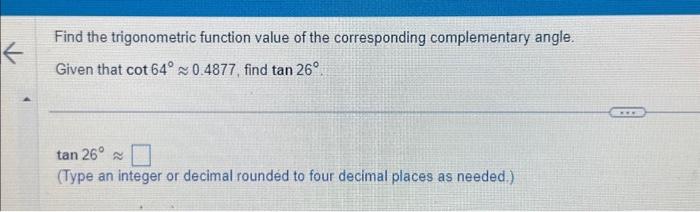 Solved Find the trigonometric function value of the | Chegg.com