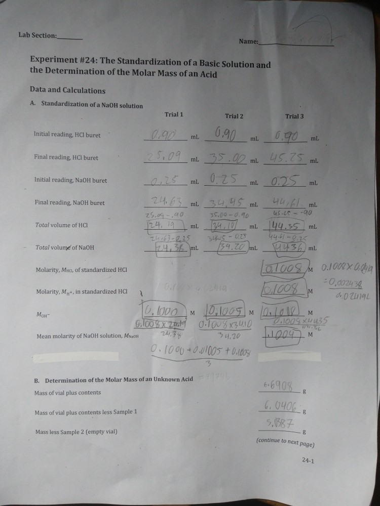 Solved Lab Section: Name: Experiment #24: The | Chegg.com