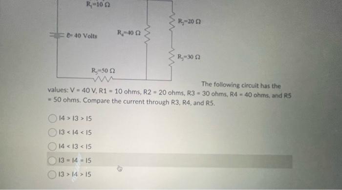 Solved values: V=40 V,R1=10 ohms, R2=20 ohme R2=20. | Chegg.com