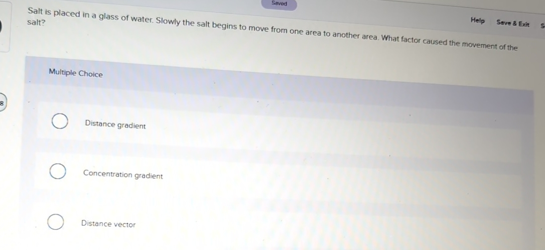 Solved SavedHelpSave & Exitsalt?Multiple ChoiceDistance | Chegg.com