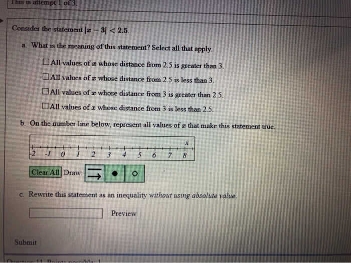 Solved This is attempt 1 of 3 Consider the statement |2 - 3] | Chegg.com